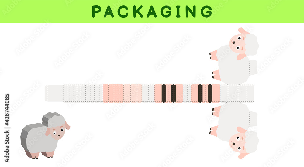 Party favor box die cut sheep design for sweets, candies, small ...