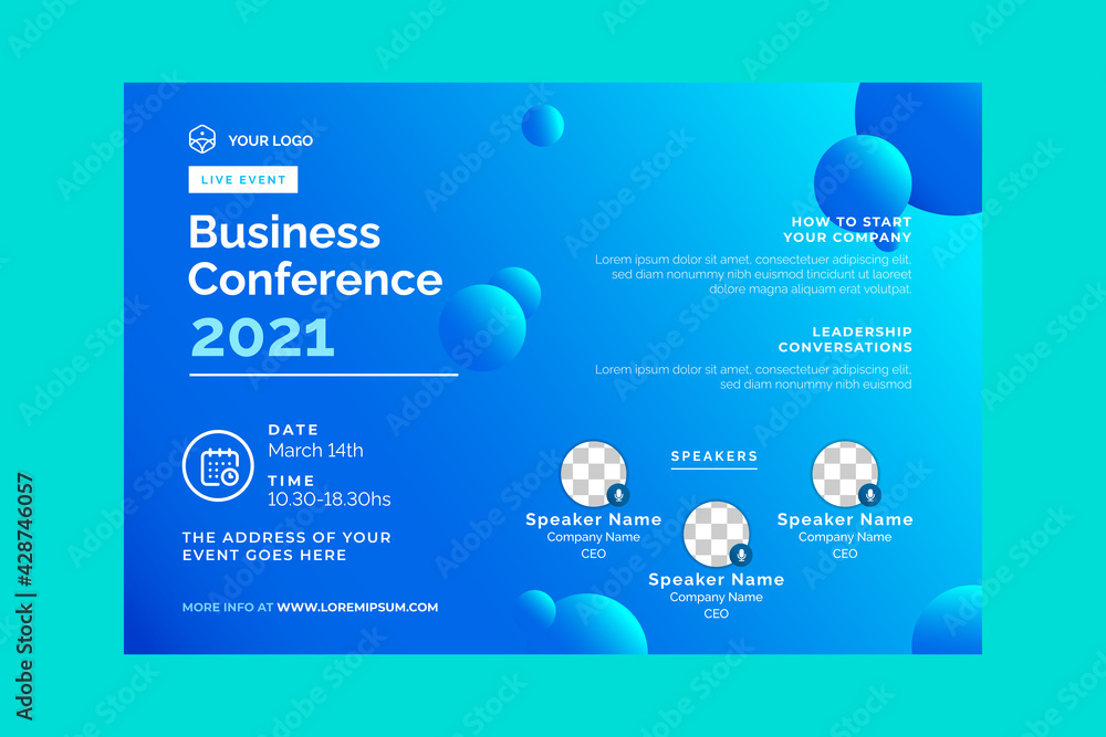 Invitation web banner to the online conference. Business webinar ...