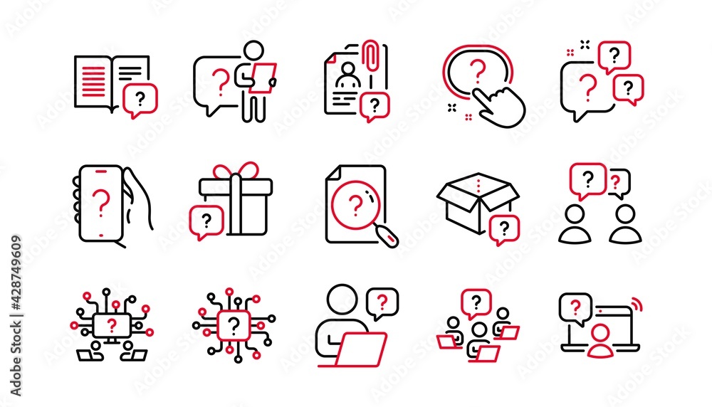 Vecteur Stock Questions line icons. Artificial Intelligence computer ...