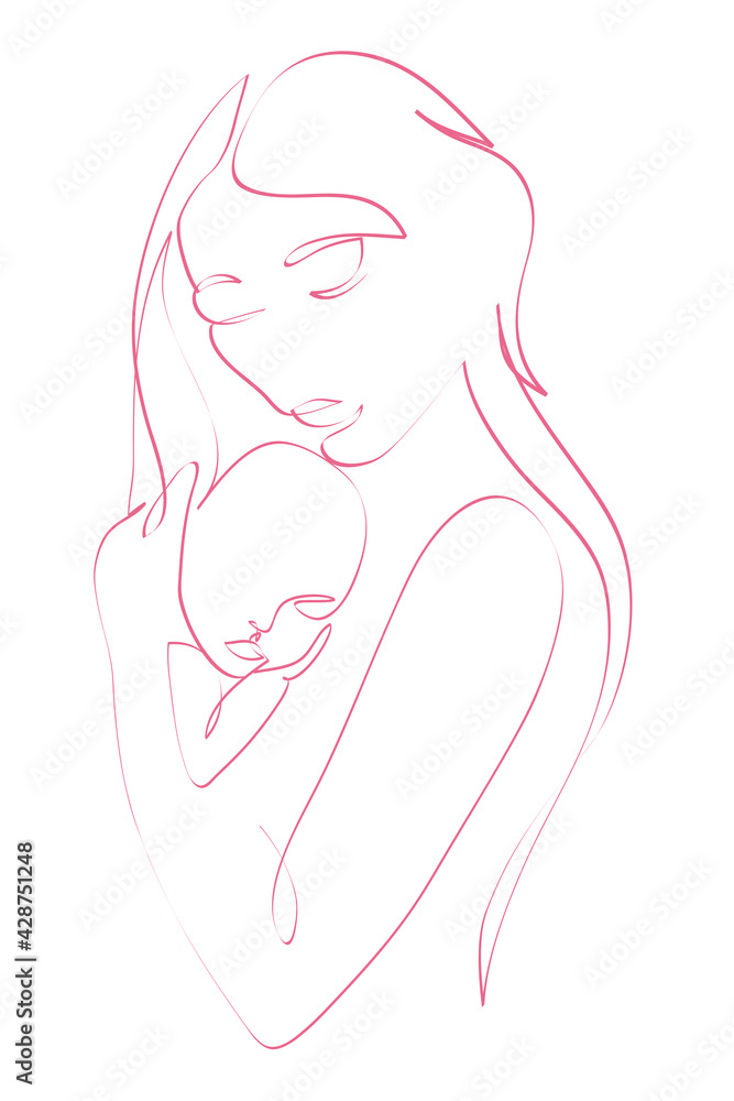 Mother is carying of her newborn baby. Woman embracing little child ...