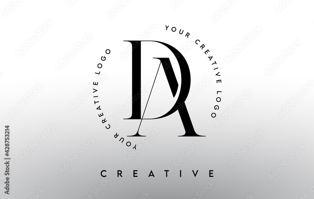 DA Letter Logo Design with Serif Typography Font and Elegant Modern ...