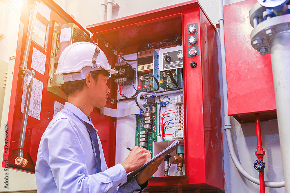 Engineer inspection Industrial fire control system Stock Photo | Adobe ...