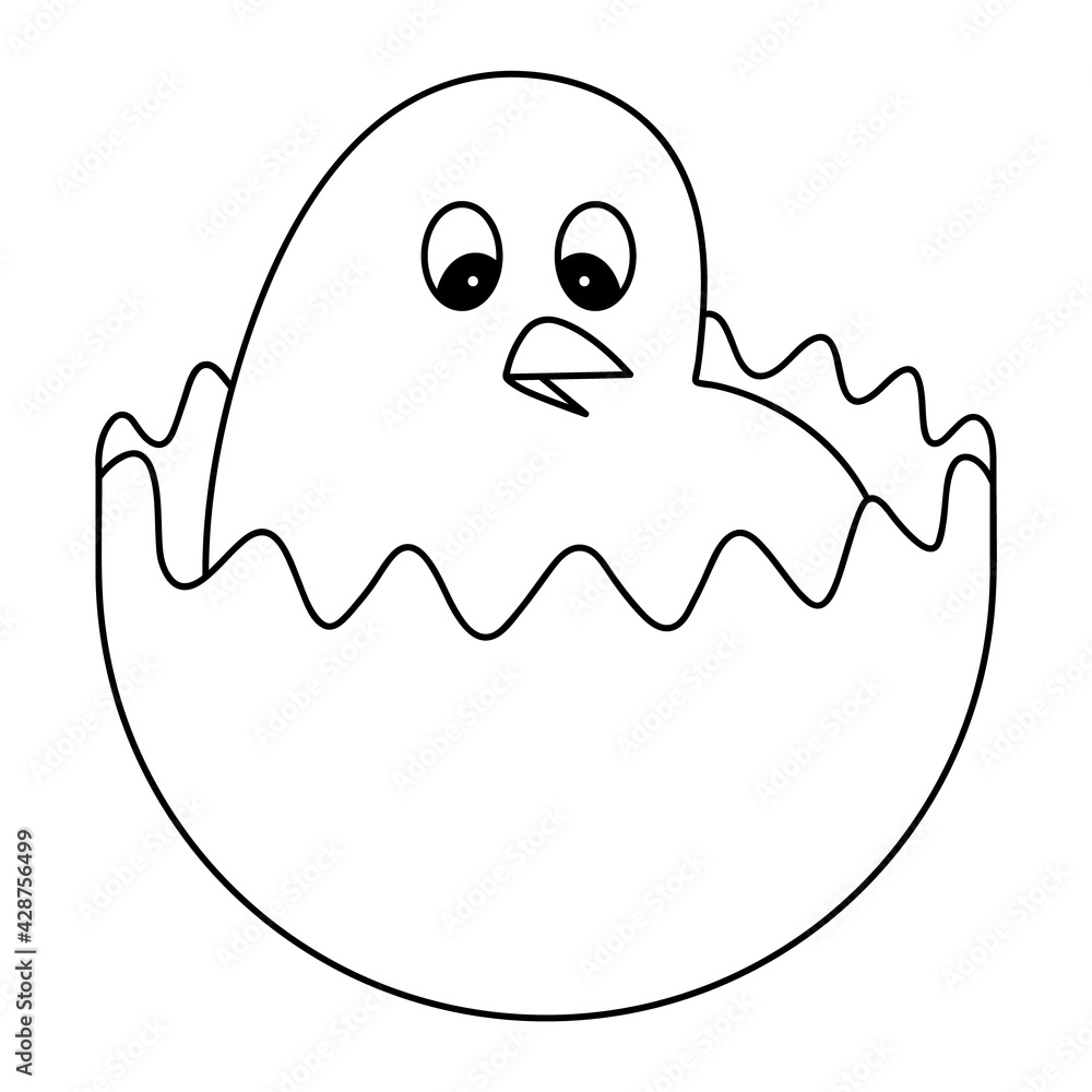 The chick has hatched from an egg. Sketch. Vector illustration ...