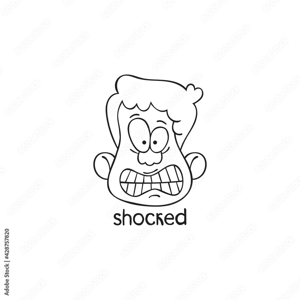 Shocked. Emotion. Human face. Cartoon character. Isolated vector object ...