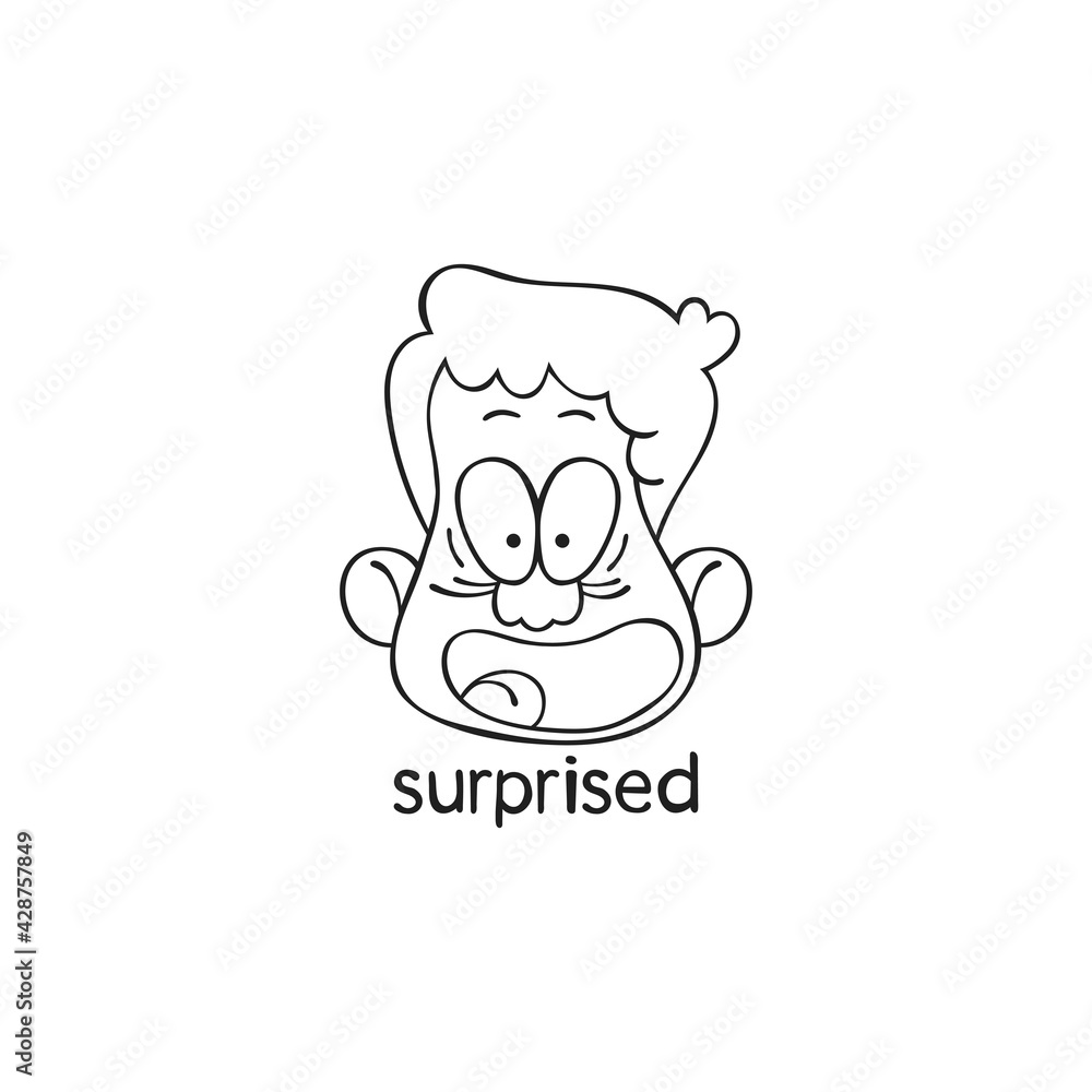Surprised. Emotions. Human face. Cartoon character. Isolated vector ...