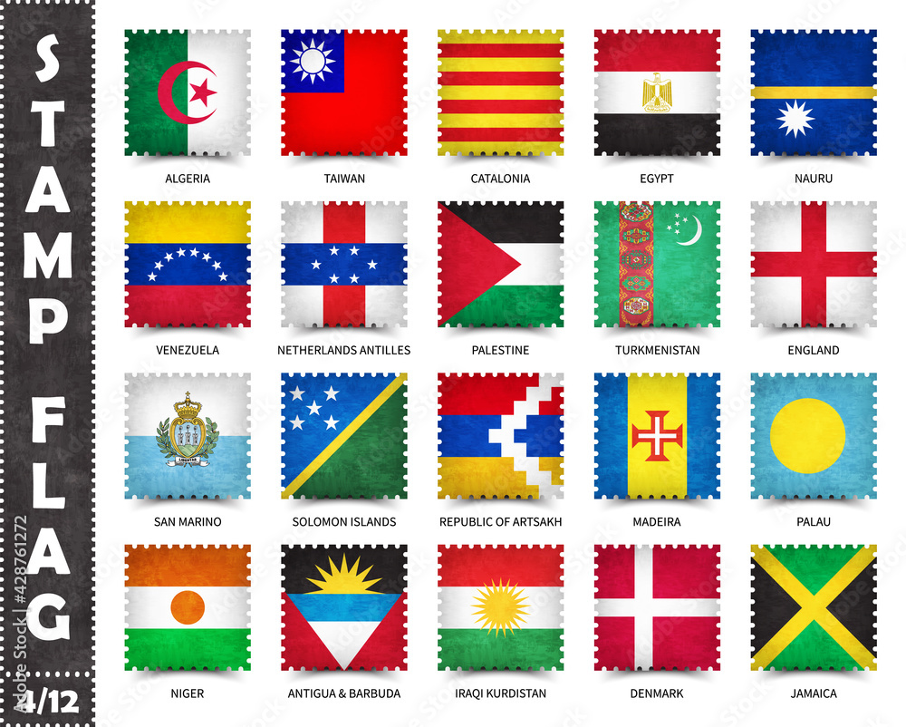 Stamp with official country flag pattern and old grunge texture and ...