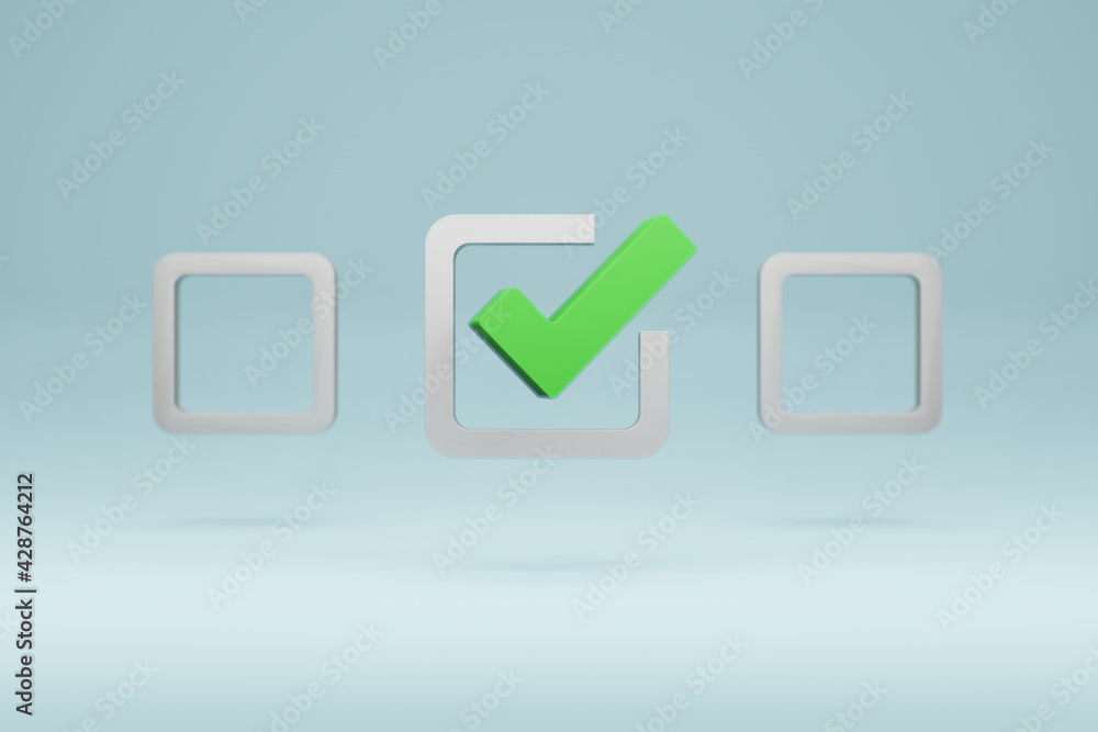 Green checkmark in the middle with rounded unchecked squares on the ...