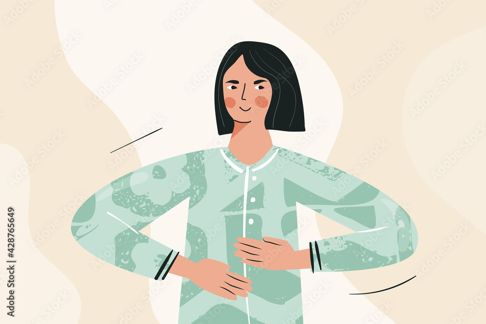 Breath exercise for woman wellbeing and calmness Deep breathing concept ...