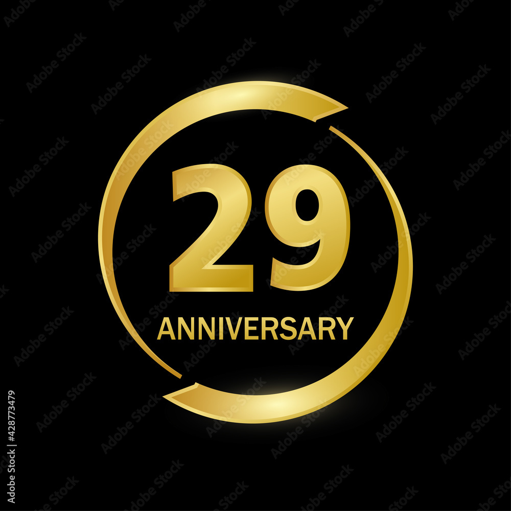 29 years anniversary celebration with elegant golden color and ring for ...