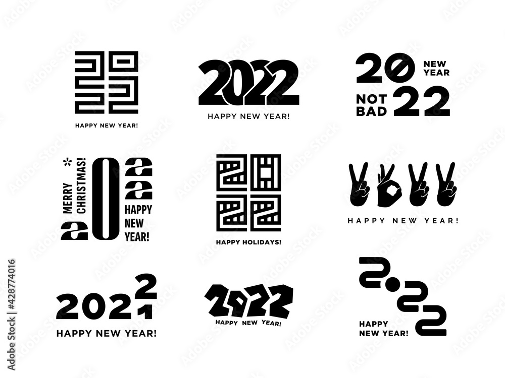 Set of 2022 logo text design. Vector elegant modern minimalistic text ...
