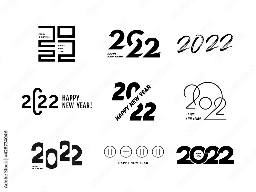 Set of 2022 logo text design. Vector elegant modern minimalistic text ...
