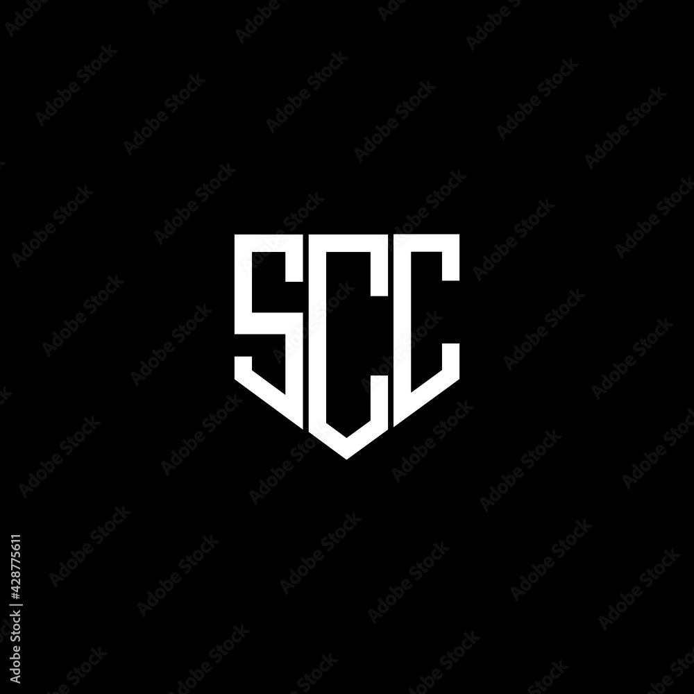 SCC letter logo design with black background in illustrator, cube logo ...