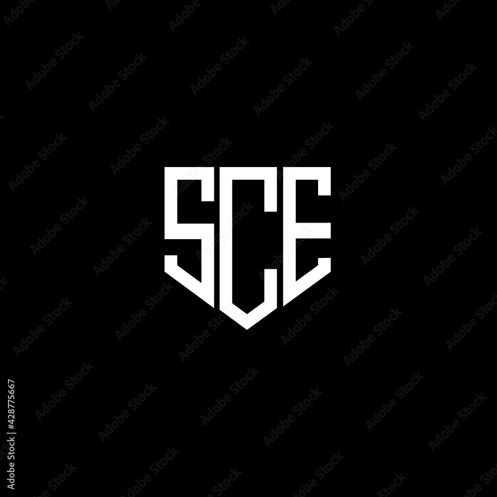 SCE letter logo design with black background in illustrator, cube logo ...