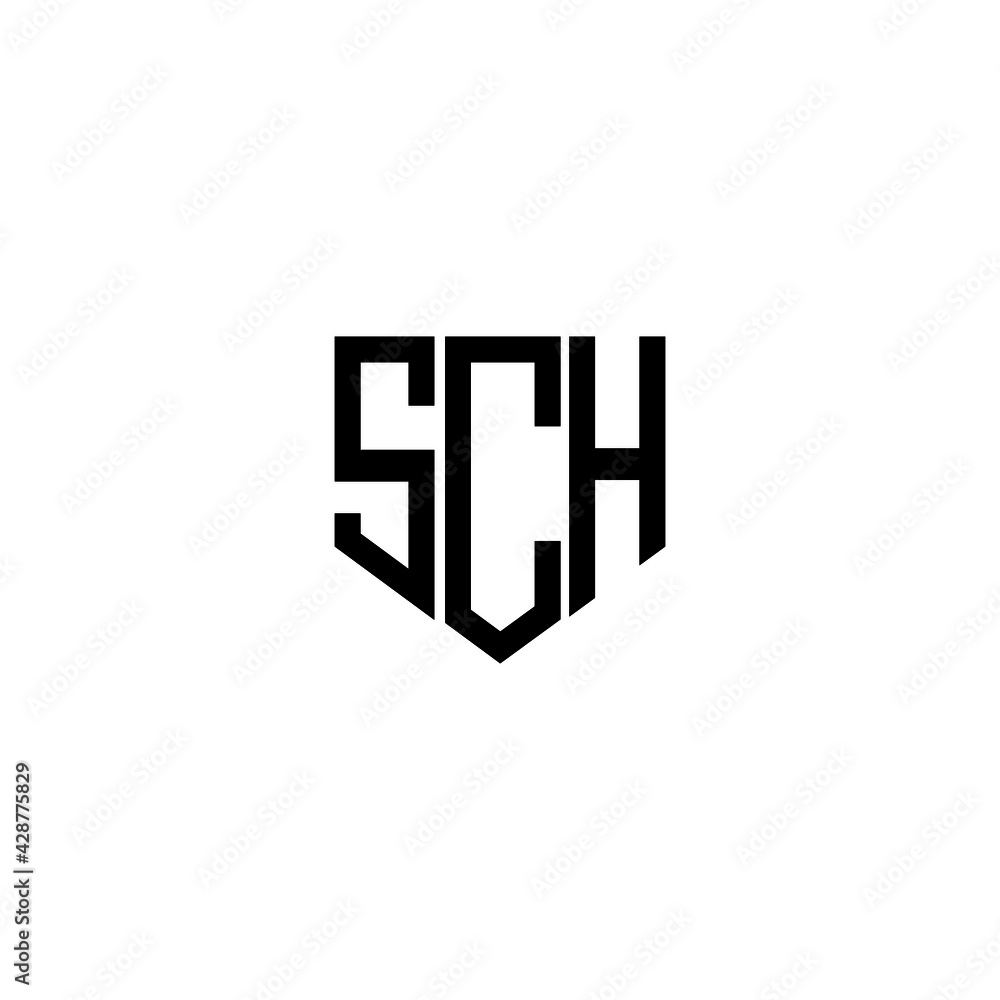 SCH letter logo design with white background in illustrator, cube logo ...