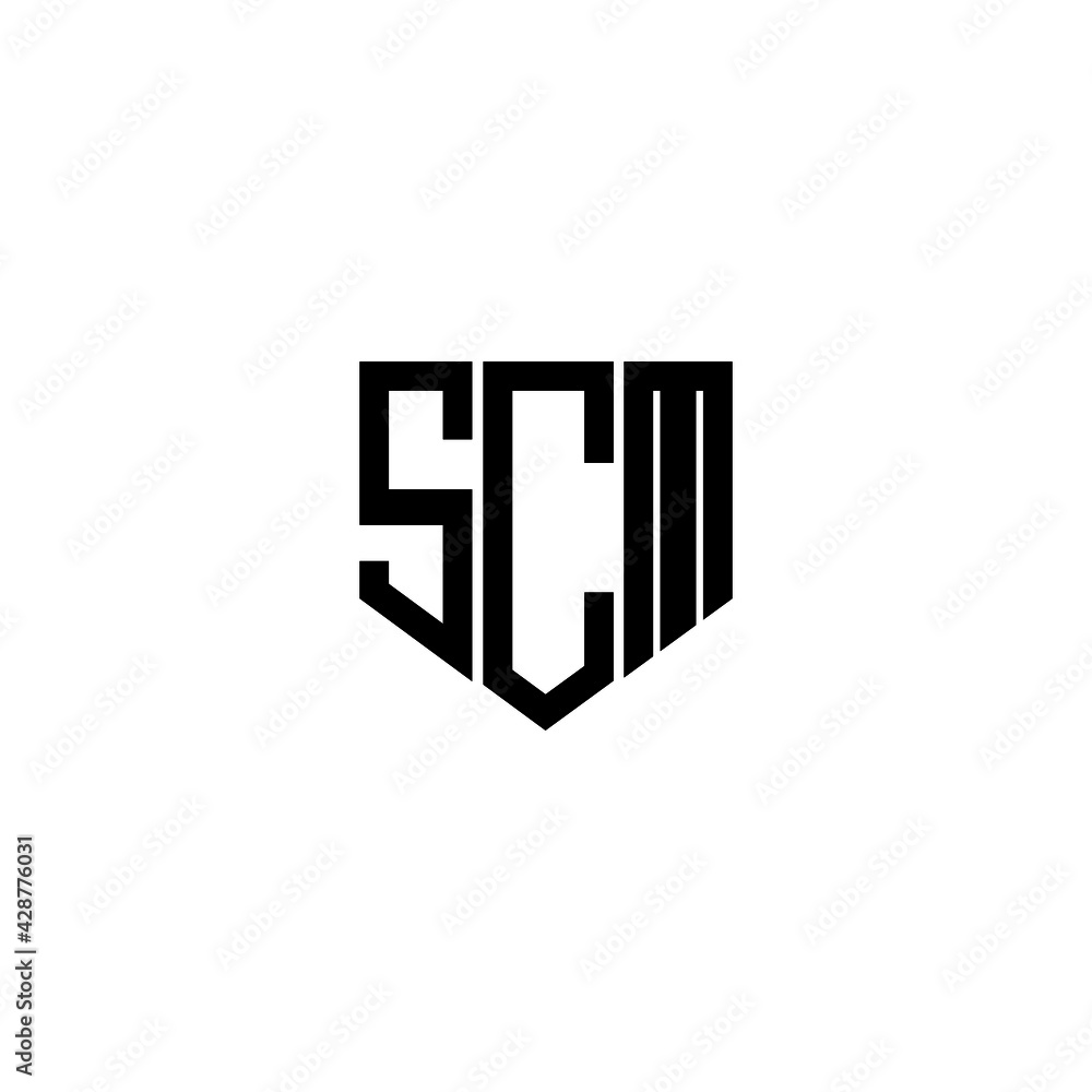 SCM letter logo design with white background in illustrator, cube logo ...