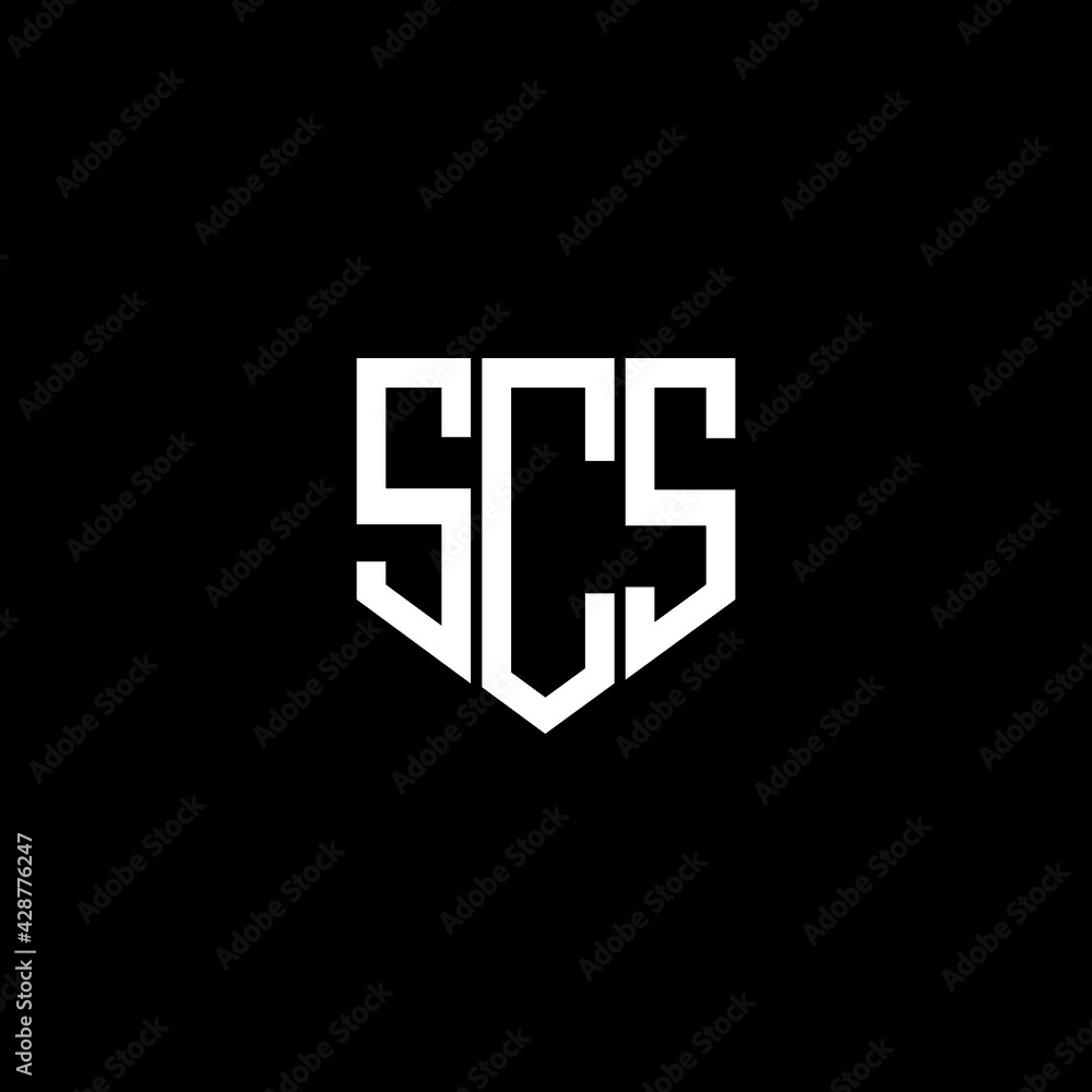 SCS letter logo design with black background in illustrator, cube logo ...