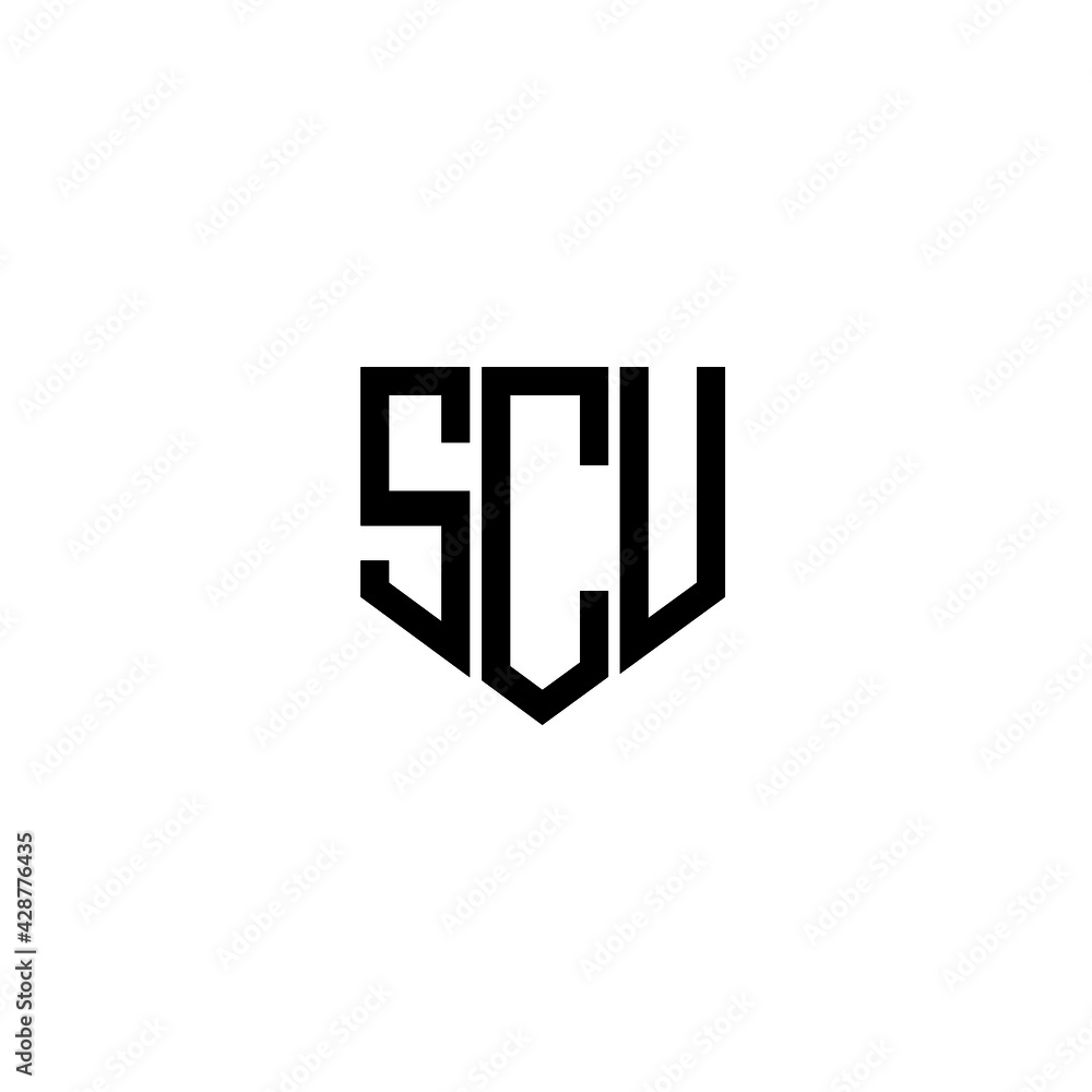Vecteur Stock SCU letter logo design with white background in ...