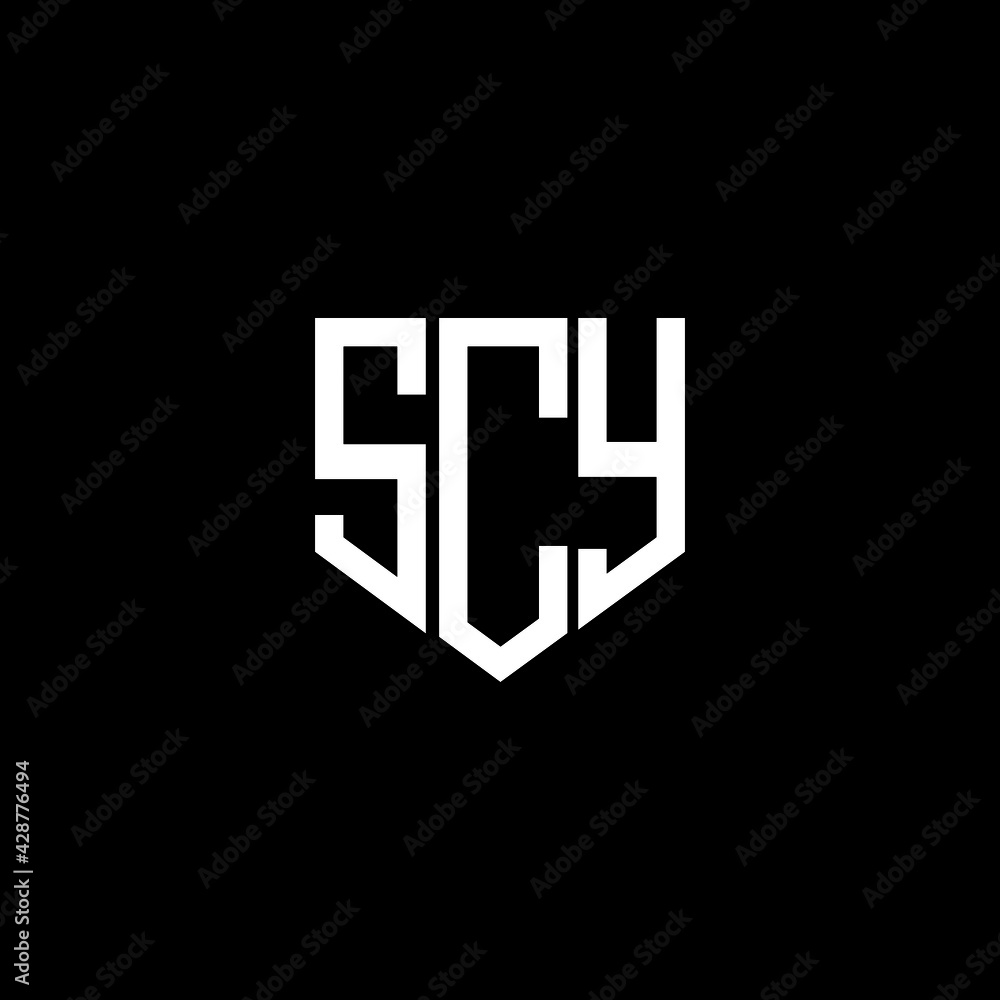 SCY letter logo design with black background in illustrator, cube logo ...