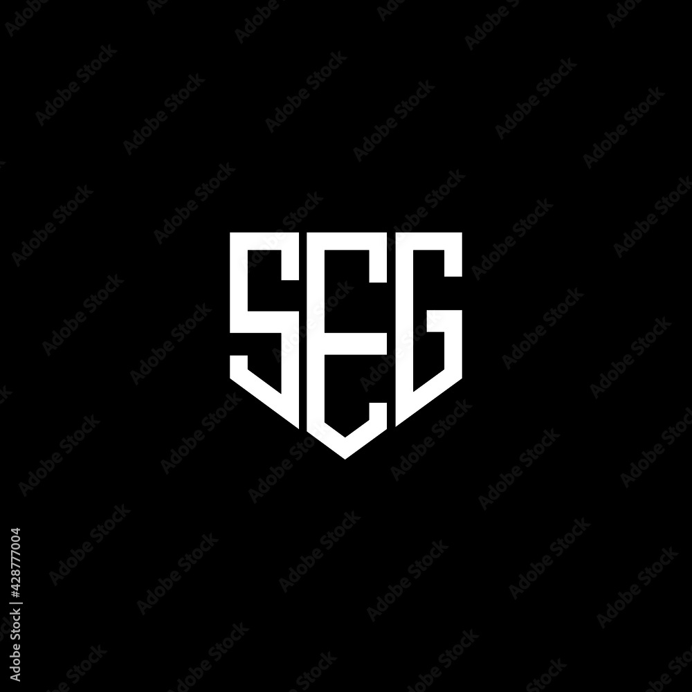SEG letter logo design with black background in illustrator, cube logo ...