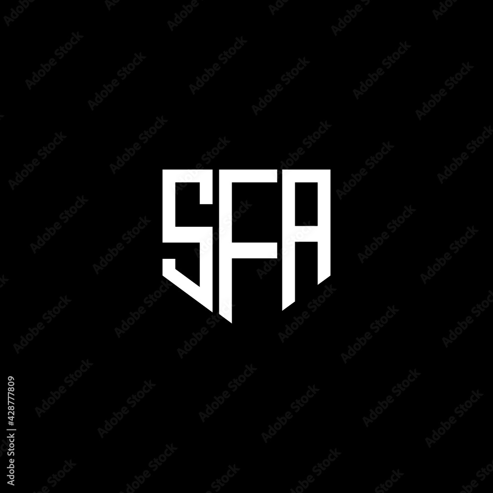 SFA letter logo design with black background in illustrator, cube logo ...