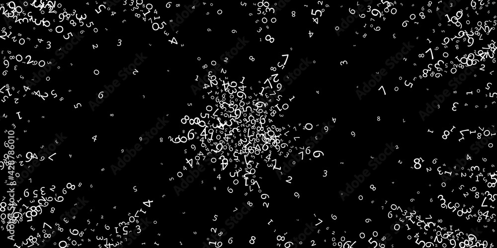 Falling numbers, big data concept. Binary white messy flying digits ...