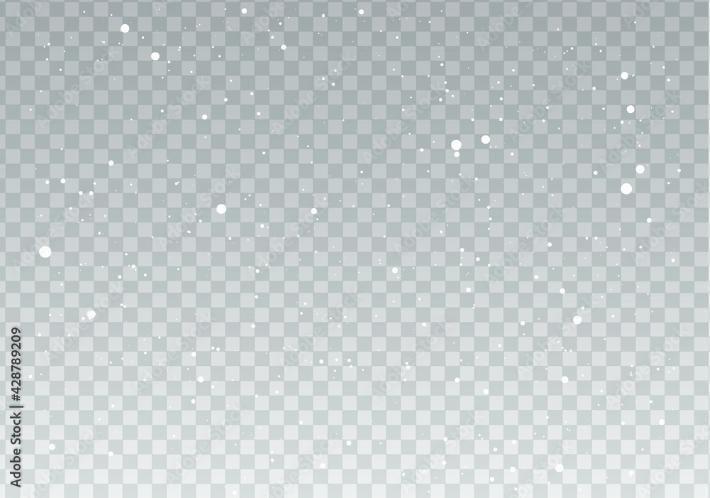 Falling white snow on transparent background.White spark glitter with ...