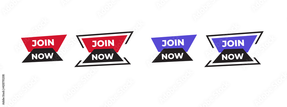 Join now vector sticker icon. Design with modern shape for lower third ...