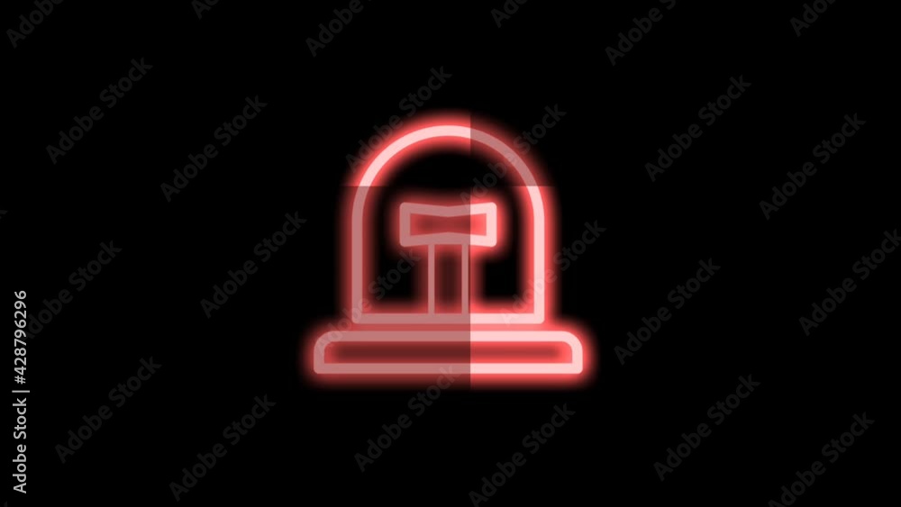 Ambulance light icon with fast red blinking realistic neon light ...