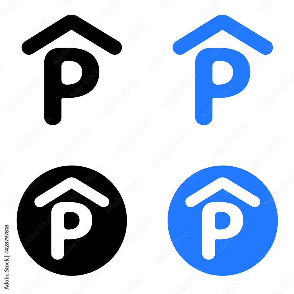 Parking icon vector set. parking lot illustration sign or symbol ...