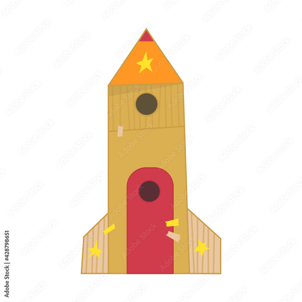 Hand made cardboard rocket. Entertainment for children. Rocket for ...