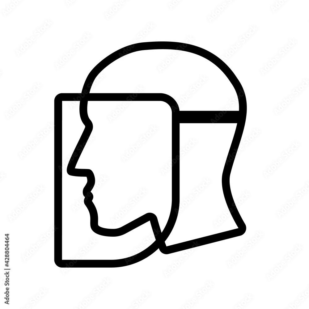Full face shield outline icon. Clipart image isolated on white ...