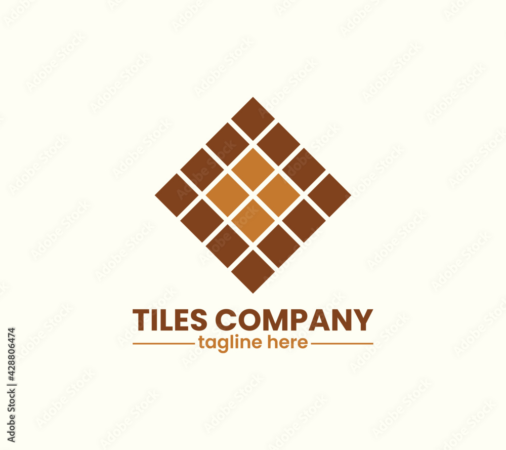 Tiles company logo with construction, tiles floor, decoration, tiler ...