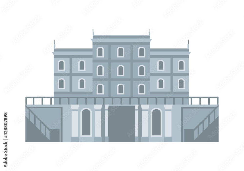 Rome european architecture building flat cartoon vector illustration ...