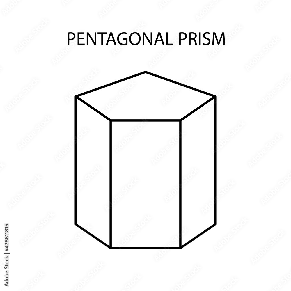 Vector black linear pentagonal prism for game, icon, package design ...