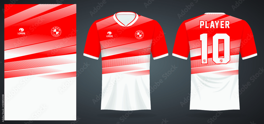 red sports jersey template for team uniforms and Soccer t shirt design ...