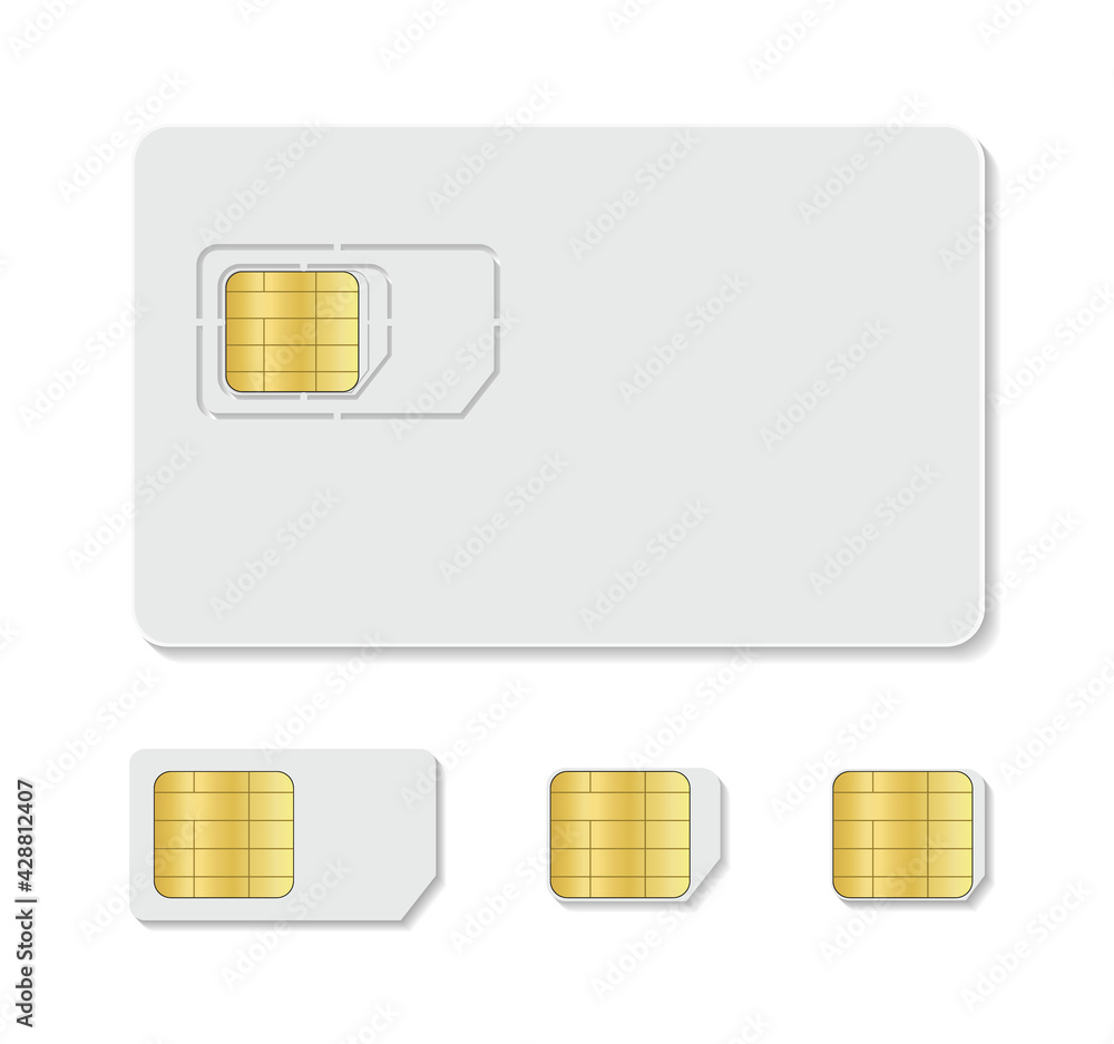 Sim card for mobile with chip. Simcard for identity on phone. Nano and ...
