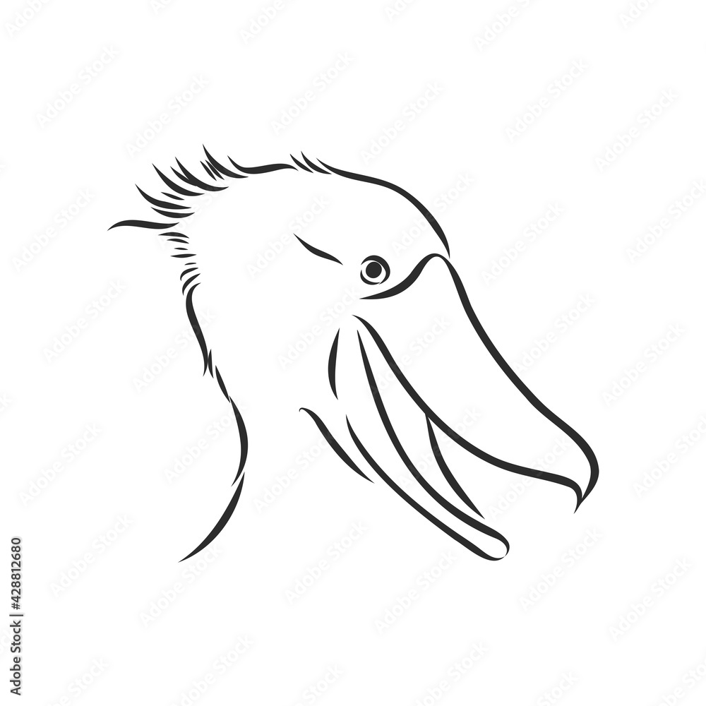 Stork icon in outline style isolated on white background. Bird symbol ...