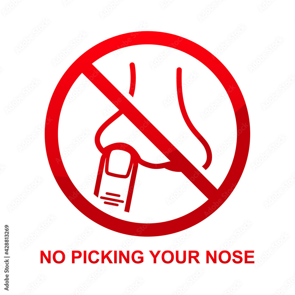 No picking your nose sign isolated on white background. Stock Vector ...