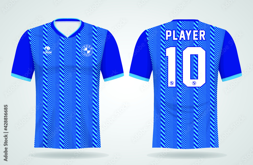 blue sports jersey template for team uniforms and Soccer t shirt design ...