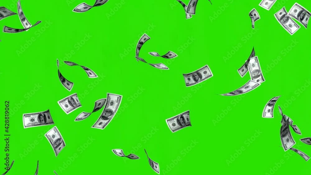 100 Dollar Bills Green Screen. Rain Effects. 3D Animation Money Rain ...