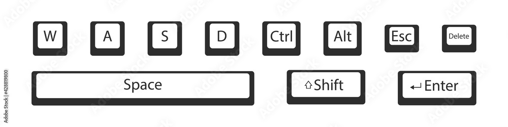 Computer action key symbol vector set, keys from pc keyboard flat icon ...
