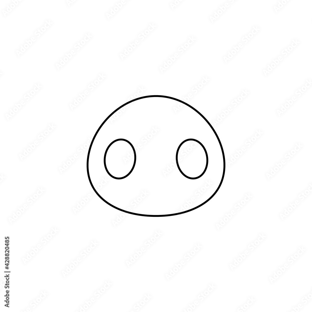 Outline and line of pig nose. Icon and logo. Vector cartoon ...