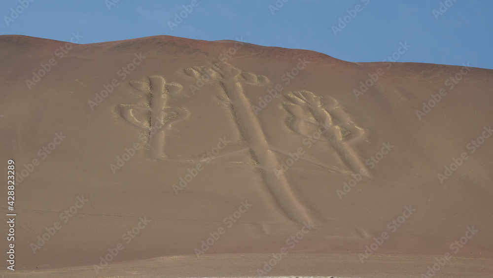 Close view of a Chandelier Nazca Lines (known as Paracas Candelabra ...