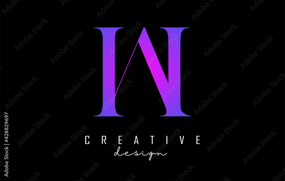 Colorful pink and blue Ah a h letter design logo logotype concept with ...