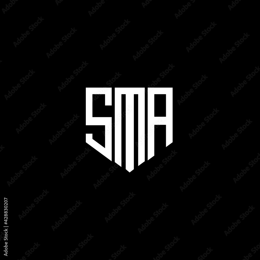 SMA letter logo design with black background in illustrator, cube logo ...