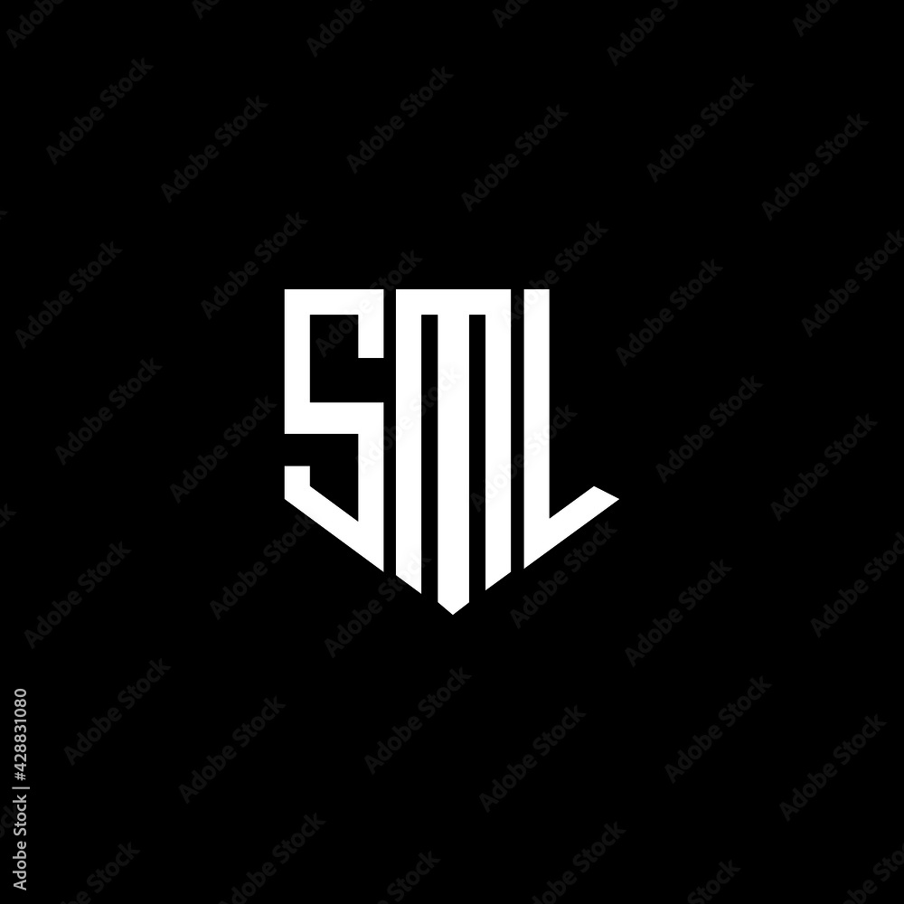 SML letter logo design with black background in illustrator, cube logo ...