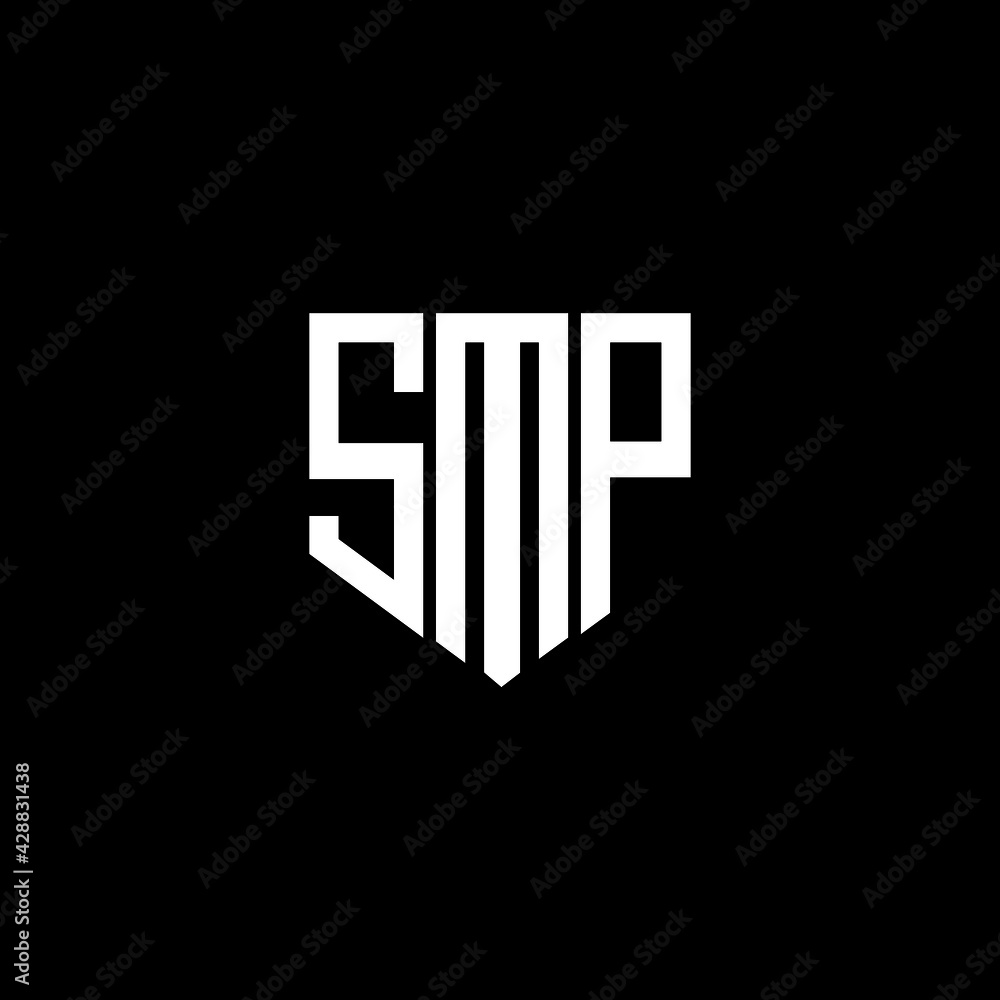 SMP letter logo design with black background in illustrator, cube logo ...