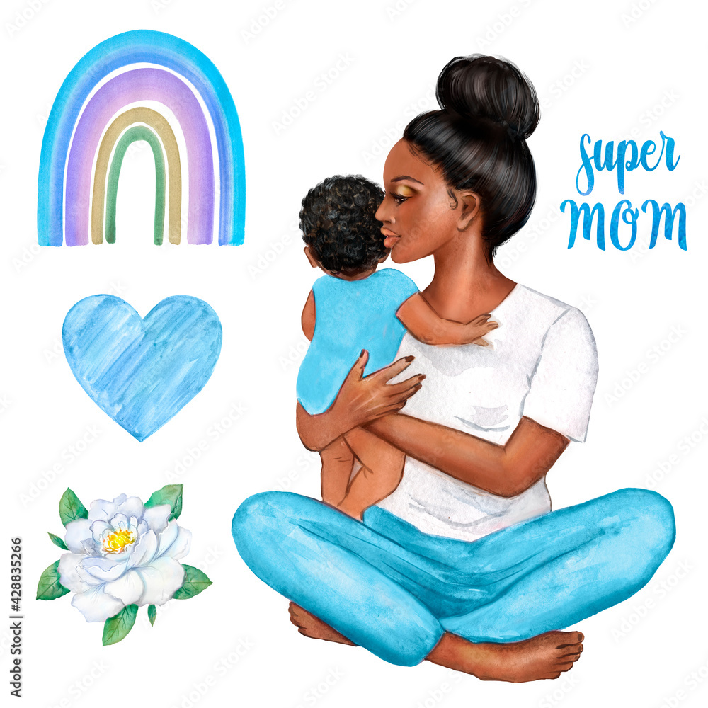 Blue Mother And Son Heart