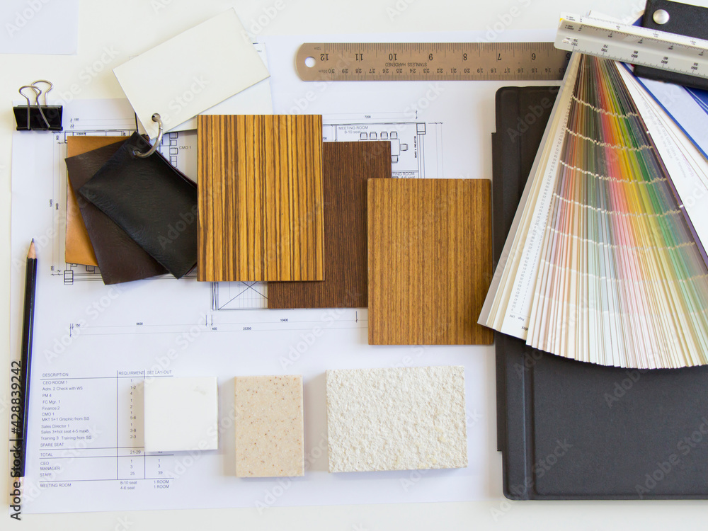 Planning, Interior materials,Image of various materials in interior ...