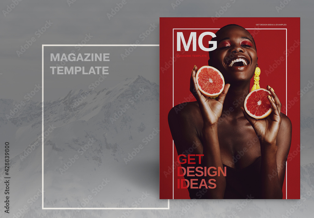 Red Fashion Magazine Layout Stock Template | Adobe Stock